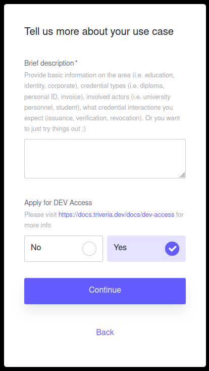 DEV Access | Triveria Dev Portal